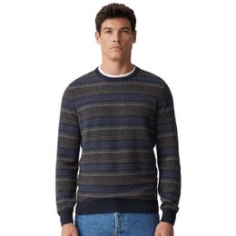 Strickpullover Casamoda "Casamoda Pullover gestreift", Herren, Gr. L, blau (dunkelblau), 80% Wolle (Lammwolle), 20% Nylon, Pullover Strickpullover
