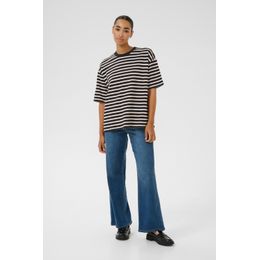Kaffe Sweatshirt Oversize fit Black / Broken white stripe black white