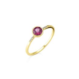 OROLINO Ring Gold 585 mit 6x Brillant zus. 0,025ct. und Rhodolith