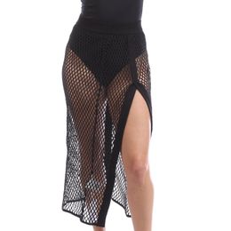 Off-White Off White - Langer Rock f&uuml;r Damen, Netzmaterial (Schwarz)