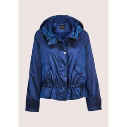 Madeleine Mode Kurzjacke MADELEINE "Jacke Outdoorjacke mit Kapuze, Raglan&auml;rmel", Damen, Gr. 40, silber (royalblau, metallic), Obermaterial: 100% Polyamid PA., Modern, normal, Jacken Kurzjacke
