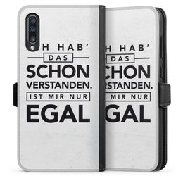 DeinDesign Galaxy A70 Handy Klapph&uuml;lle Handyh&uuml;lle aus Kunst Leder schwarz Flip Case Spruch Sayings Statement Sideflip mit Lasche