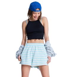 Sweatshorts Roxy "Perfect Stripe", Damen, Gr. L, bunt (tanager turquoise small stripe), Obermaterial: 60% Walkfrottier, 40% Microfaser;, Hosen Sweatshorts