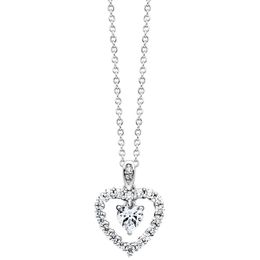 JULIE JULSEN Anh&auml;nger mit Kette 925/- Sterling Silber rhodiniert Herz mit Zirkonia wei&szlig;