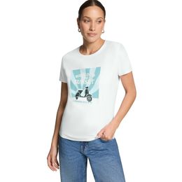 Kurzarmshirt Zero "Damen mit Aufdruck", Damen, Gr. 34, wei&szlig; (patch wei&szlig;, blau), Jersey, Obermaterial: 95% Baumwolle (organic), 5% Elasthan, normal, Rundhals, Shirts, Glitzer.