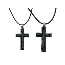 Steuer Modeschmuck Schmuck-Set Freundschaftskette und Partnerkette mit schwarzem und silberfarbenem Kreuz 45+5cm