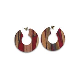 Steuer Modeschmuck Creolen Holz Acryl rot