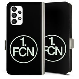 DeinDesign Galaxy A53 5G Handy Klapph&uuml;lle Handyh&uuml;lle aus Kunst Leder wei&szlig; Flip Case 1. Fc N&uuml;rnberg Logo 1. Fcn Sideflip mit Lasche