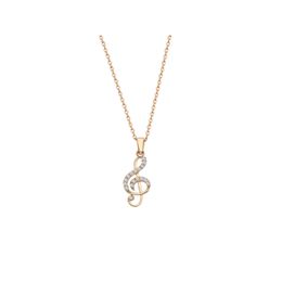 dKeniz Anh&auml;nger mit Kette 925/- Sterling Silber rosevergoldet Gl&auml;nzend 46cm Zirkonia Wei&szlig;