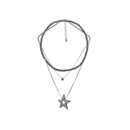 Steuer Modeschmuck Anh&auml;nger mit Kette Set Collier mit Glasperlen zweireihige Venezianer mit Stern