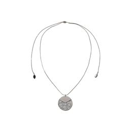 Steuer Modeschmuck Anh&auml;nger mit Kette Metall matt 96cm Keramik wei&szlig; mit Struktur