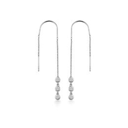 dKeniz Ohrh&auml;nger 925/- Sterling Silber rhodiniert Gl&auml;nzend 8cm Zirkonia Wei&szlig;