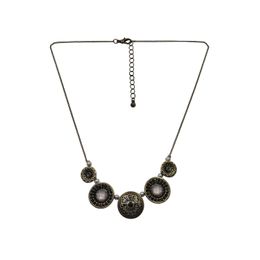 Steuer Modeschmuck Kette Metall Glasstein Schwarz 48cm