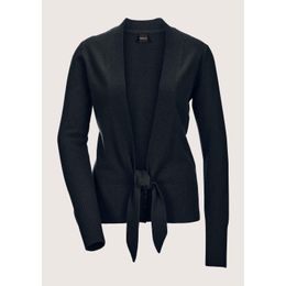 Madeleine Mode Strickjacke MADELEINE "Strickjacke Kaschmirstrickjacke mit V-Ausschnitt", Damen, Gr. 36/38, blau (marine), Obermaterial: 100% Kaschmir WS., Modern, normal, V-Ausschnitt, Strickjacken Strickjacke