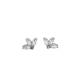 LEIS Ohrstecker 925 Sterling Silber rhodiniert Gl&auml;nzend Zirkonia wei&szlig;