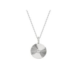 dKeniz Anh&auml;nger mit Kette Coin 925/- Sterling Silber Zirkonia Wei&szlig;