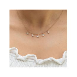 ZEEme Basic Halskette Silber 925 vergoldet 45cm lang mit wei&szlig;en Zirkonia-Steinen