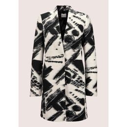 Madeleine Mode Longblazer MADELEINE "Gehrock Eleganter Gehrock mit Print-Design", Damen, Gr. 36, schwarz (schwarz, wollwei&szlig;), Obermaterial: 68% Polyester PES. 32% Wolle WO., Modern, normal, V-Ausschnitt, Blazer Longblazer