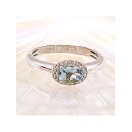 Diamonds by Ellen K. Ring Wei&szlig;gold 585 mit echtem Aquamarin und 36 Diamanten 0,09ct.