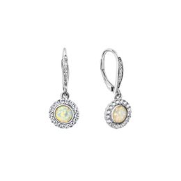 ZEEme Basic Ohrringe Silber 925 rhodiniert mit wei&szlig;em syn. Opal 28mm lang
