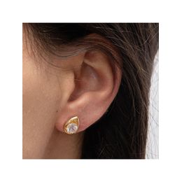 ZEEme Basic Ohrringe Silber 925 vergoldet Tropfen-Form mit Zirkonia wei&szlig;