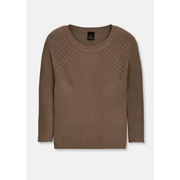 Madeleine Mode Longpullover MADELEINE "Pullover Schmaler Rippstrickpullover, Baumwollmix", Damen, Gr. 34, braun (caramel, melange), Obermaterial: 72% Viskose CV. 28% Polyester PES., Modern, figurbetont, Pullover Longpullover