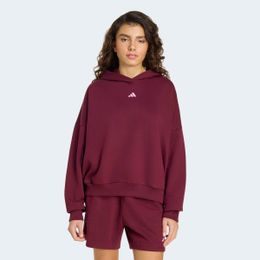 Sweatshirt adidas Sportswear "3-STREIFEN STUDIO HOODIE", Damen, Gr. L, maroon, Obermaterial: 70% Baumwolle, 30% Polyester, normal, V-Ausschnitt, angesetztes B&uuml;ndchen, Sweatshirts Sweatshirt