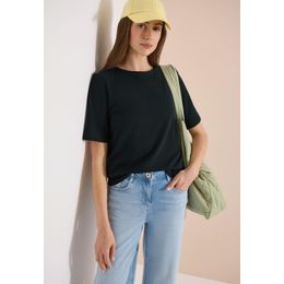 Kurzarmshirt Cecil, Damen, Gr. L (42), palm breeze gr&uuml;n, Jersey, Obermaterial: 100% Baumwolle, unifarben, normal h&uuml;ftbedeckend, Rundhals, Shirts, aus weicher Baumwolle
