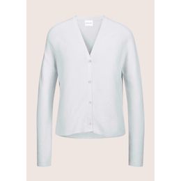 Madeleine Mode Strickjacke MADELEINE "Strickjacke Modische Strickjacke mit V-Ausschnitt", Damen, Gr. 34, wei&szlig;, Obermaterial: 100% Baumwolle CO., Modern, normal, V-Ausschnitt, Strickjacken Strickjacke