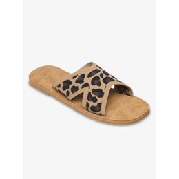 Sandale Roxy "ANDREYA LEO", Damen, Gr. 36, leopard print, Synthetik, Schuhe Sandale, Pantolette, Sommerschuh mit Leo-Muster