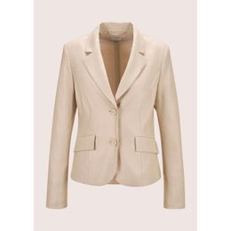 Madeleine Mode Kurzblazer MADELEINE "Blazer Floraler Kurzblazer mit Reverskragen", Damen, Gr. 46, beige (berber), Obermaterial: 54% Leinen LI. 36% Viskose CV. 9% Polyester PES. 1% Elasthan EL., Modern, normal, Blazer Kurzblazer