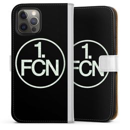 DeinDesign iPhone 12 Pro Max Handy Klapph&uuml;lle Handyh&uuml;lle aus Kunst Leder wei&szlig; Flip Case 1. Fc N&uuml;rnberg Logo 1. Fcn Sideflip mit Lasche