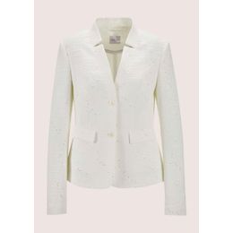 Madeleine Mode Jackenblazer MADELEINE "Blazer Strukturierter Kurzblazer mit Stretch", Damen, Gr. 40, wei&szlig;, Obermaterial: 81% Polyester PES. 15% Viskose CV. 4% Elasthan EL., Modern, normal, V-Ausschnitt, Blazer