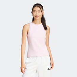 Tanktop adidas Sportswear "ESSENTIALS LINEAR SLIM COTTON", Damen, Gr. XS, pink (clear pink, wei&szlig;), Obermaterial: 93% Baumwolle, 7% Elasthan, Rundhals, Tops Tanktop