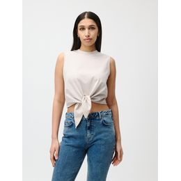 Shirttop LEGER "Tabea, LeGer by Lena Gercke", Damen, Gr. 38, beige, Jersey, Obermaterial: 100% Baumwolle, normal kurz, Rundhals, Tops Shirttop, mit Knoten-Details vorne, normale Passform