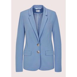 Madeleine Mode Jackenblazer MADELEINE "Blazer Floraler Jersey-Blazer in langer Form", Damen, Gr. 38, blau (gletscherblau), Obermaterial: 65% Viskose CV. 30% Polyamid PA. 5% Elasthan EL., Modern, normal, Blazer