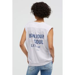 Blusentop SOCCX, Damen, Gr. 3XL, wei&szlig;, Web, Material: 100% Viskose, bedruckt, regular fit normal, V-Ausschnitt, Fl&uuml;gel&auml;rmel offene Kante, Blusen Blusentop, mit elastischem Saum