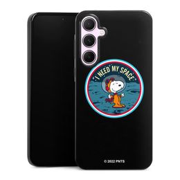DeinDesign Galaxy A55 5G Handy Slim Case extra d&uuml;nn Silikon Handyh&uuml;lle schwarz H&uuml;lle Peanuts Weltall Snoopy Silikon Slim Case