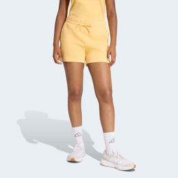 Shorts adidas Sportswear "ESSENTIALS SMALL LOGO FEELCOZY", Damen, Gr. L, N-Gr, gelb (semi ice tangerine, wei&szlig;, normal, gr.), Obermaterial: 70% Baumwolle, 30% Polyester, Hosen Shorts