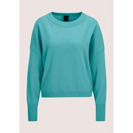 Madeleine Mode Longpullover MADELEINE "Strickpullover Kaschmir Pullover mit Rundhalsausschnitt", Damen, Gr. 44/46, blau (aqua), Obermaterial: 90% Schurwolle WV. 10% Kaschmir WS., Modern, normal, Pullover Longpullover, Oversized Look