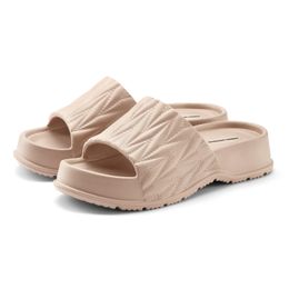 Badepantolette French Connection "Badeschlappe, Badelatsche, Mule, Sandale, offener Schuh, Sommerschuhe", Damen, Gr. 36, beige, Obermaterial: 100% Synthetik. Decksohle: 100% Synthetik. Futter: 100% Synthetik. Laufsohle: 100% Synthetik, clean, unifarben, Schuhe, Pantolette aus wasserabweisendem Material mit Plateausohle