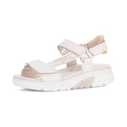 Sandalette ROLLINGSOFT, Damen, Gr. 37, creme kombiniert, Glattleder, Schuhe Sandalette, Keilabsatz, Riemchensandale im Trekking-Look, G-Weite (=weit)