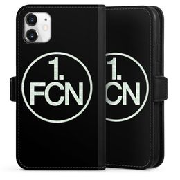 DeinDesign iPhone 11 Handy Klapph&uuml;lle Handyh&uuml;lle aus Kunst Leder schwarz Flip Case 1. Fc N&uuml;rnberg Logo 1. Fcn Sideflip mit Lasche