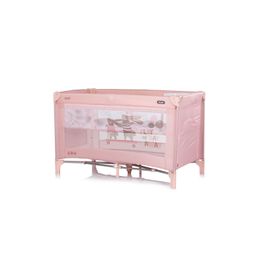 Chipolino Reisebett Ariel, 2 Ebenen, Tragetasche, Seiteneingang, Seitentasche wei&szlig; rosa