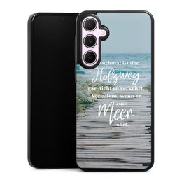 DeinDesign Galaxy A55 5G Handy Slim Case extra d&uuml;nn Silikon Handyh&uuml;lle schwarz H&uuml;lle Statement Beach Spruch Silikon Slim Case