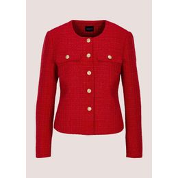 Madeleine Mode Jerseyblazer MADELEINE "Blazer Eleganter Kurzblazer ohne Kragen", Damen, Gr. 40, rot, Obermaterial: 50% Polyester PES. 50% Wolle WO., Modern, normal, Blazer