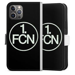 DeinDesign iPhone 12 Pro Handy Klapph&uuml;lle Handyh&uuml;lle aus Kunst Leder wei&szlig; Flip Case 1. Fc N&uuml;rnberg Logo 1. Fcn Sideflip mit Lasche