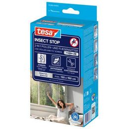 Tesa&reg; Klett-Fliegengitter INSECT STOP Premium, gegen Pollen und Insekten, zum Befestigen an Fensterrahmen, L 1300 x B 1500 mm, anthrazit-transparent