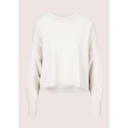 Madeleine Mode Longpullover MADELEINE "Strickpullover Kaschmir Pullover mit Rundhalsausschnitt", Damen, Gr. 44/46, wei&szlig; (wollwei&szlig;), Obermaterial: 90% Schurwolle WV. 10% Kaschmir WS., Modern, normal, Pullover Longpullover, Oversized Look