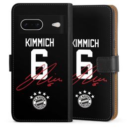 DeinDesign Google Pixel 7 Handy Klapph&uuml;lle Handyh&uuml;lle aus Kunst Leder schwarz Flip Case Fcb Fc Bayern M&uuml;nchen Kimmich Sideflip mit langer Lasche
